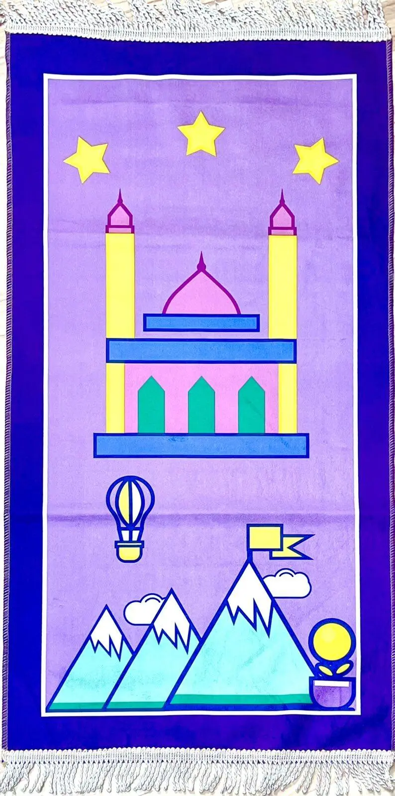 Køb Stor Børnebedetæppe Moske med stjerner (Lilla) - 149,00 DKK,-