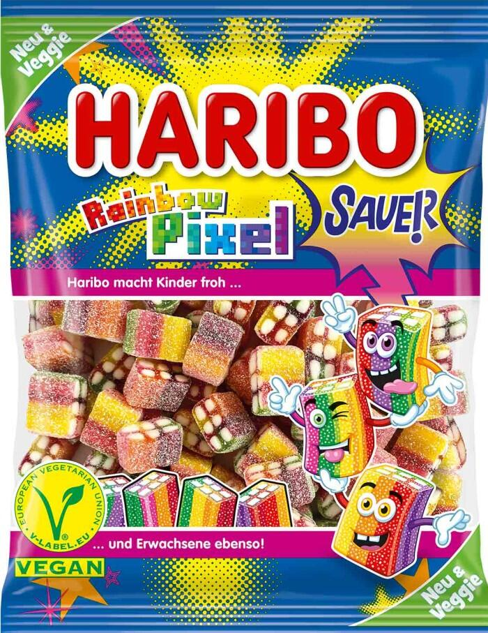 Køb Rainbow Pixel Sauer Haribo, 120 gr (Vegan) - 25,00 DKK,-