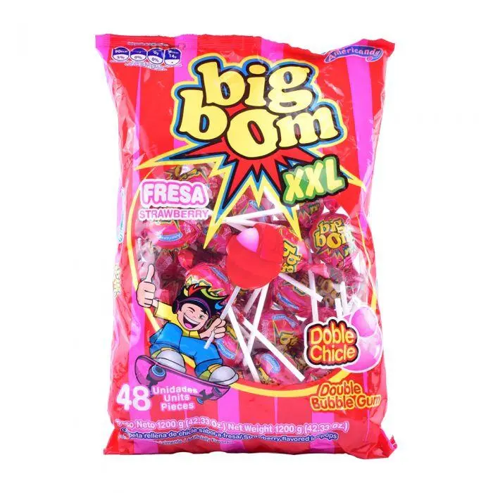 Køb Big Bom XXL Slikkepinde1200g Med Jordbær - 150,00 DKK,-